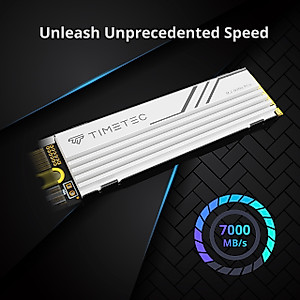 Timetec 1TB PCIe 4.0 White Heatsink Gaming SSD NVMe PCIe Gen4x4 M.2 2280 3D NAND TLC SLC Cache Read/Write Speed Up to 7,000/6,000 MB/s Internal Solid State Drive for PS5 Pro, PC Desktop