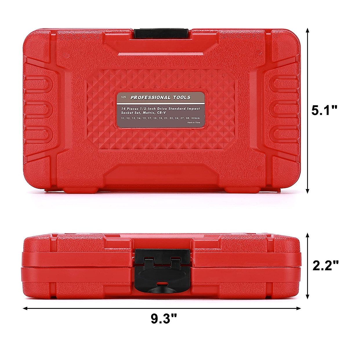 Mayouko 1/2" Drive Shallow Metric Socket Set, CR-V, 6 Point, 14 Pieces, 11mm to 32mm