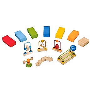 Hape Dynamo Wooden Domino Set Award Winning Domino Racing Building Block Set for Kids, 107 Solid Pieces of Fun Filled Racing, Building and Stacking