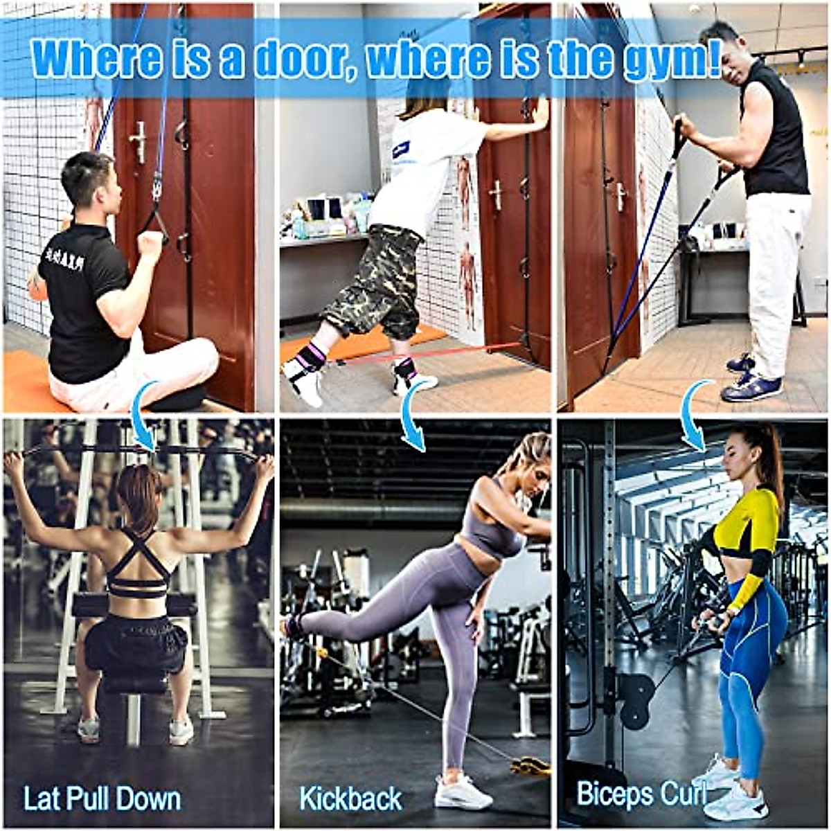 Brebebe Door Anchor Strap for Exercises, Multi Point Anchor Gym Attachment for Home Fitness, Portable Door Band Resistance Workout Equipment