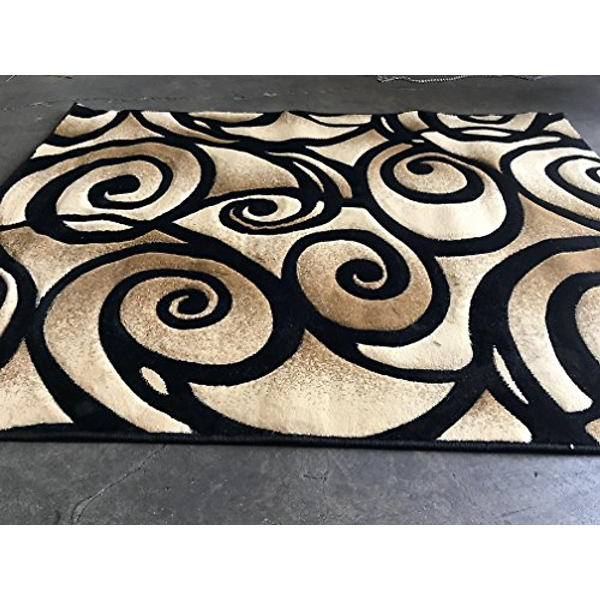 Contempo Modern Area Rug Contemporary Abstract Black Design 341 (4 Feet X 5 Feet 3 Inch)
