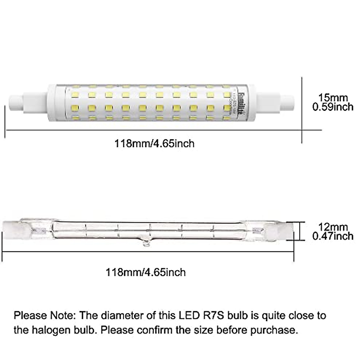 Familite R7S LED Bulb 118MM, 10W Dimmable J118 Flood Light, 100W Halogen T3 Replacement for Torchiere Wall Sconce Work Light Banker Light (Cool White, Pack of 4)