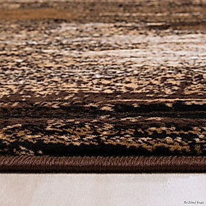 Allstar 5x7 Chocolate Modern and Contemporary Rectangular Accent Rug with Mocha and Ivory Abstract Brush Streak Design (4' 11" X 6' 11")