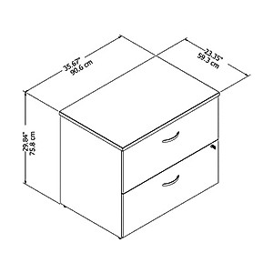 Bush EO109WHSU 2-Drawer Lateral File Cabinet Locking Ltr/Lgl Pure White 35.67-Inch