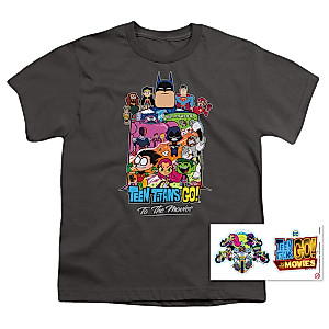 Popfunk Teen Titans Go! to The Movies Hollywood Youth T-Shirt & Stickers (Small)