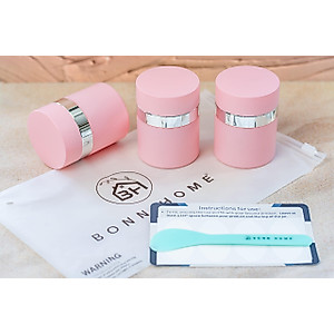 Pink 3 pack Airless Pump Jar - 1oz/30ml Refillable Bottle Empty Cosmetic Cream Jar for Moisturizer Container - Airless Pump Bottle Push Moisturizer Pump Dispenser for Lotion Drunk Elephant Containers