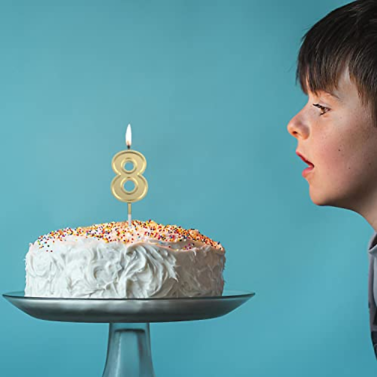 IBLESSU 10Pcs Numeral Birthday Candles - Glitter Candles for Cake and Cupcake, Number 0-9 Candles Topper Decorations for Anniversary Birthday Party - Kids, Adults(Champagne)