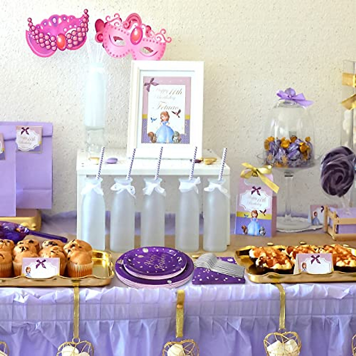 Purple Birthday Supplies,Silver Birthday Plates and Napkins,Serves 25 Guests Purple Paper Plates Napkins Sets for Girl Women Birthday Party Decoration(100 PCS)