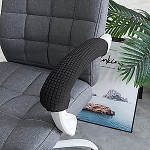 FORCHEER Office Chair Armrest Cover Stretchable Water Resistant Spandex Stretch Jacquard Computer Office Chair Arm Pad Covers Chair Slipcover for Desk Chairs Arm 2P-Black
