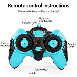 RC Cars Remote Control Car 1:16 4WD Off Road Rock Crawler, 2.4GHz All Terrain Monster Truck with Rear Fog Stream 5 LED Lighting Modes, 2 Battery for 60 Min Play, Toy Car Gift for Kids and Adults