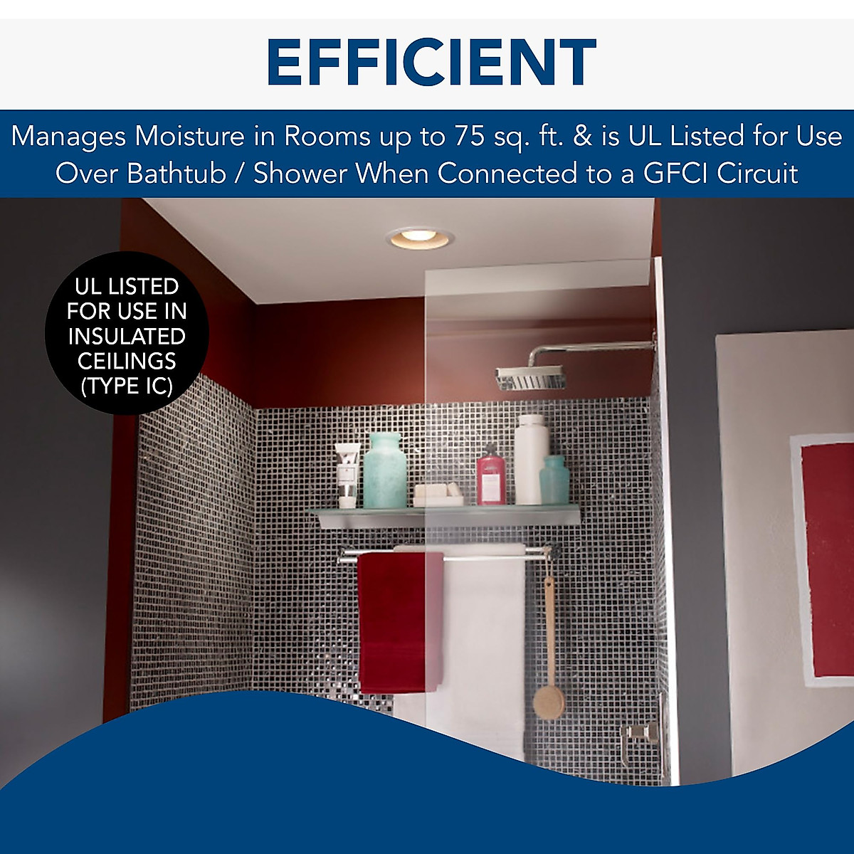 Broan-NuTone 744L Recessed Light Ventilation Fan, Selectable Speed 50-80 CFM, 0.3-2 Sones, White