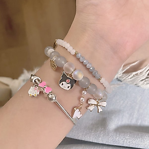 ANZWTLOYY Y2k Kawaii Bracelets Friendship Bracelets Set Cute BFF Beaded Relationship Elastic Bracelets for Women (C)