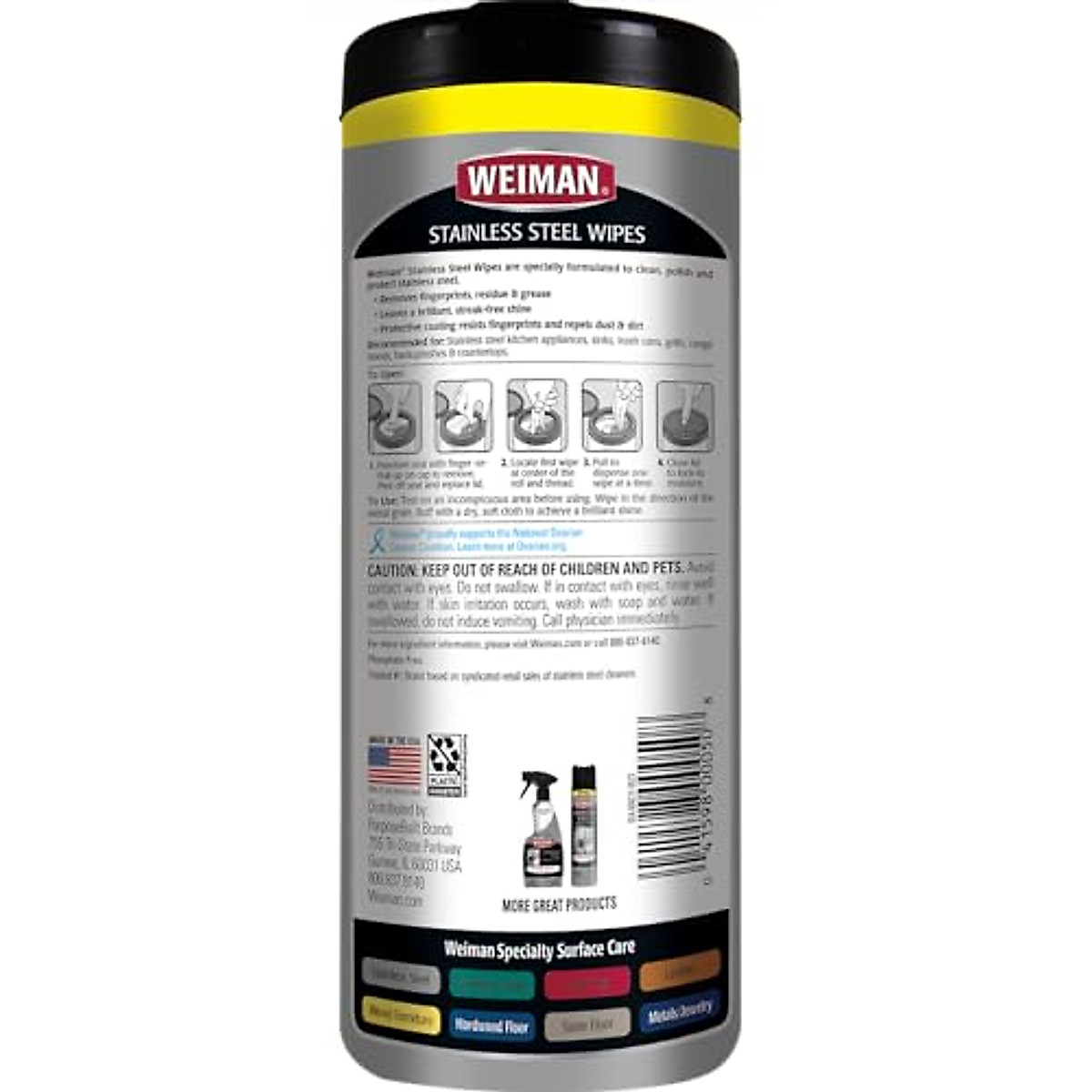 Weiman Stainless Steel Cleaner and Polish Wipes Bundle with Microfiber Cloth-Removes Fingerprints, Water Marks and Grease from Appliances - Works Great on Refrigerators, Ovens, and Grills