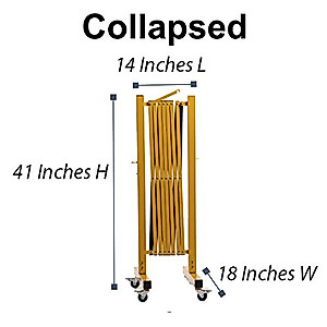 Trafford Industrial Expandable Metal Barricade, 11 Feet, Yellow and Black, Mobile Safety Barrier Gate, Retractable Traffic Fence