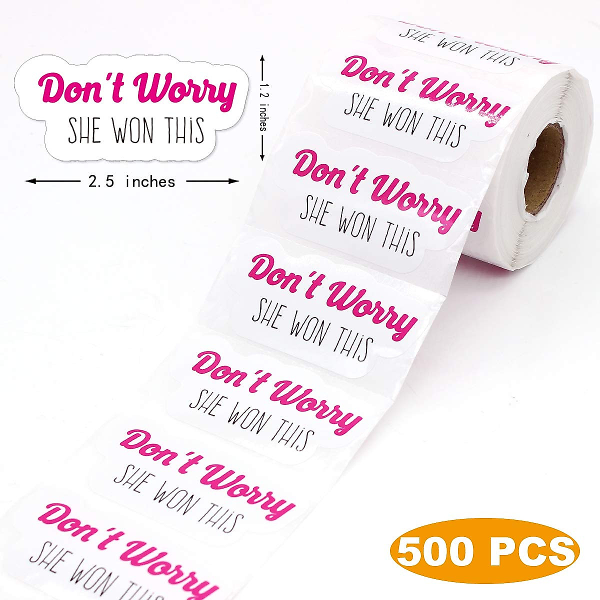 Muminglong 1.5 Inch Don’t Worry She Won This Sticker,Thank You Sticker,Small Shop Sticker, Small Business, Handmade Sticker,Packaging Sticker, 500 PCS