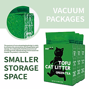 PATLOOL Clumping Cat Litter, Tofu Cat Litter, Superior Odor Control Kitty Litter, 99.9% Dust Free, Flushable, Low Tracking, Ultra Absorbent, Natural Ingredients, Easy Clean-Up, Green Tea Scent