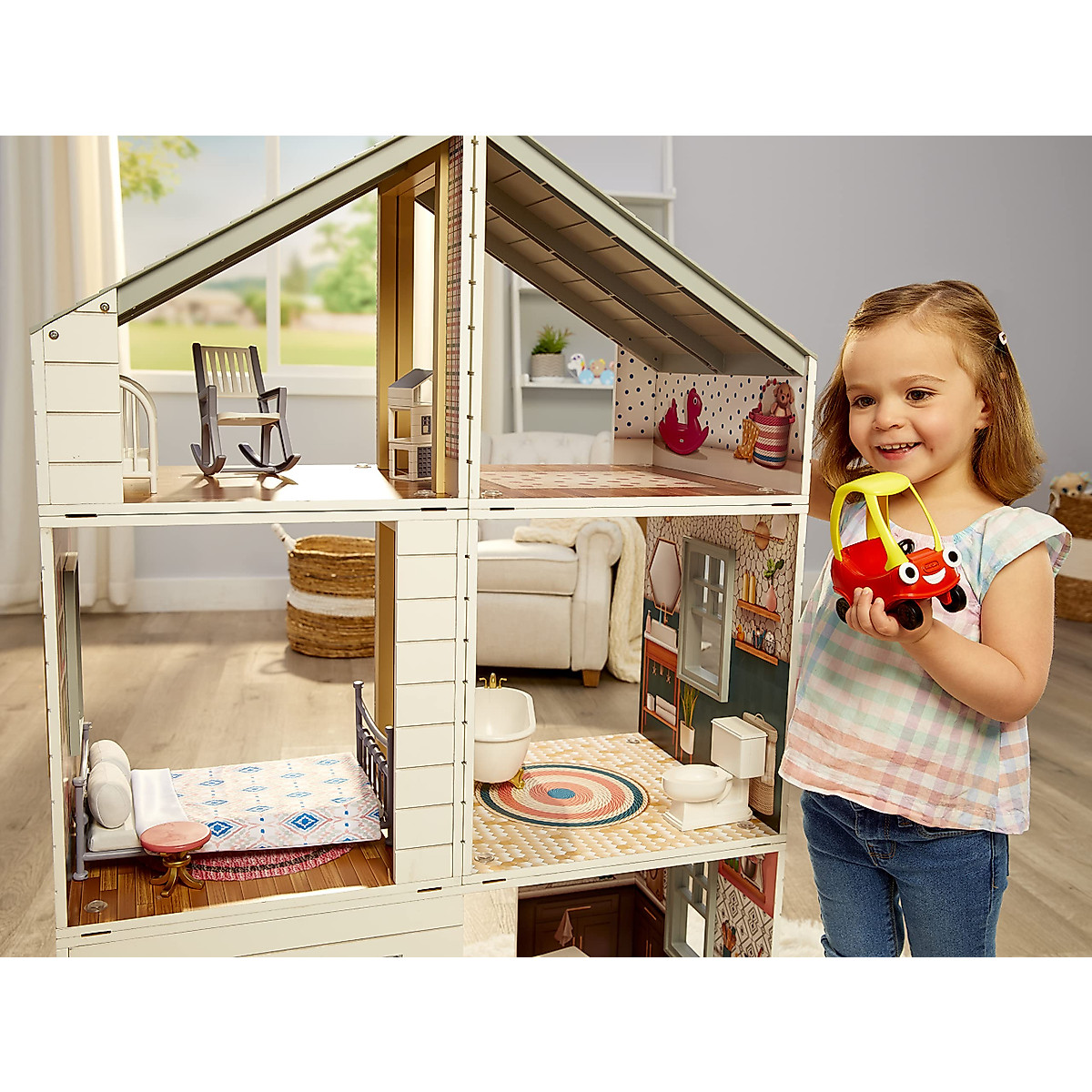 Little Tikes® Real Wood Stack ‘n Style™ Dollhouse with 14 Accessories and Many Combinations to Customize, Personalize, Dream, Design and Build and Play with Any 12-Inch Dolls