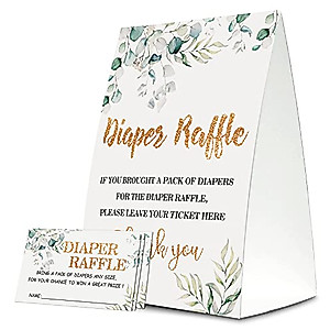 Yuansail Diaper Raffle Tickets For Baby Shower, Plant Themed Cards, Party Favors For Baby Showers Game Cards,1 Sign & 50 Cards Per Pack – (bb005-niaobu)