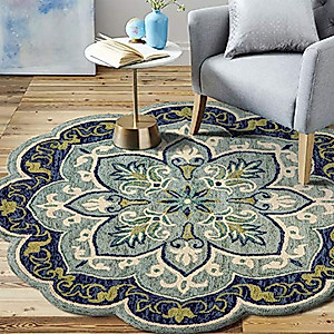 LR Home Dazzle Area Rug, 4' Round, Teal