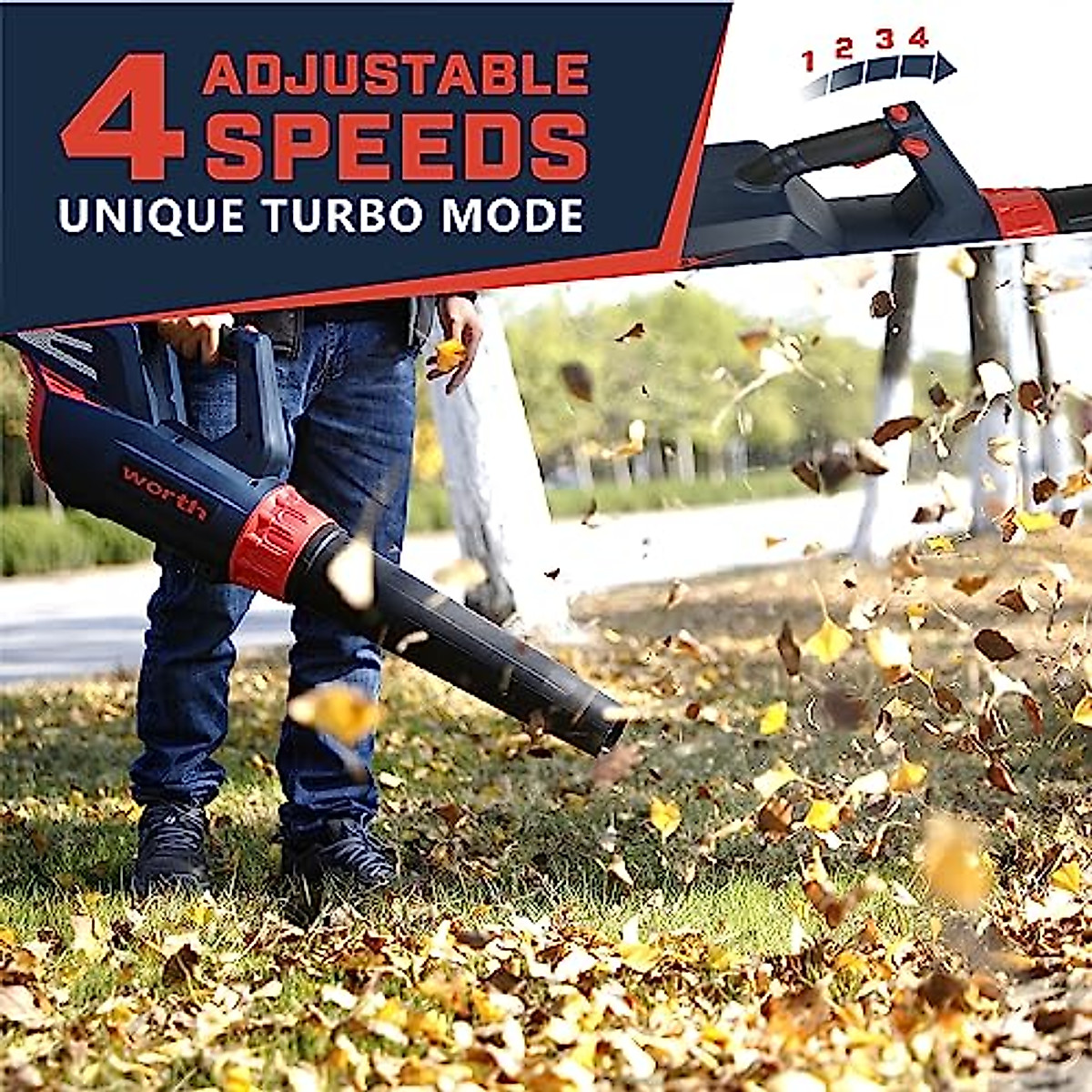 Worth Garden 84V 20" Cordless Battery Brushless Motor Self-propelled Lawn Mower & 500CFM, 125MPH Leaf Blower & 4 2.5AH Lithium Batteries&2 Fast Chargers in 40Mins