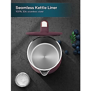 INTASTING Electric Kettle for boiling water Double Wall 100% Stainless Steel Inner 1500W Fast Heating 1.5L Hot Water Boiler Auto Shut-Off & Boil Dry Protection BPA-Free Electric Tea Kettle Red