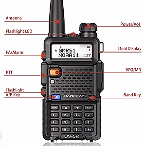 Baofeng UV-5R GMRS Radio Handheld Outdoors Long Range Two Way Radio Rechargeable(Upgrade of Baofeng UV-5R), NOAA Weather Radio Walkie Talkie for Adults