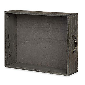 The Lucky Clover Trading Antique Wood Tray with Drawer Handle -13in