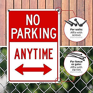 No Parking Anytime Sign, with Arrows 10x14 Inches, Rust Free .040 Aluminum, Fade Resistant, Made in USA by Sigo Signs
