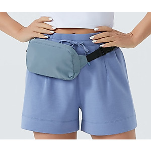 Wjustforu Hiking Backpack with Multiple Pockets for Men Women Lightweight Water-Resistant Travel Essentials Perfect for Camping Biking Yoga Mini Backpack Fanny Bag Set Grey Blue