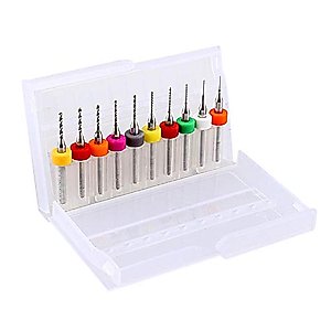 Yosoo 10Pcs PCB Print Circuit Board Carbide Drilling Mini Drill Bit Micro Drill Bits 0.3mm to 1.2 mm for CNC PCB CNC Engraving Drill Bits Set