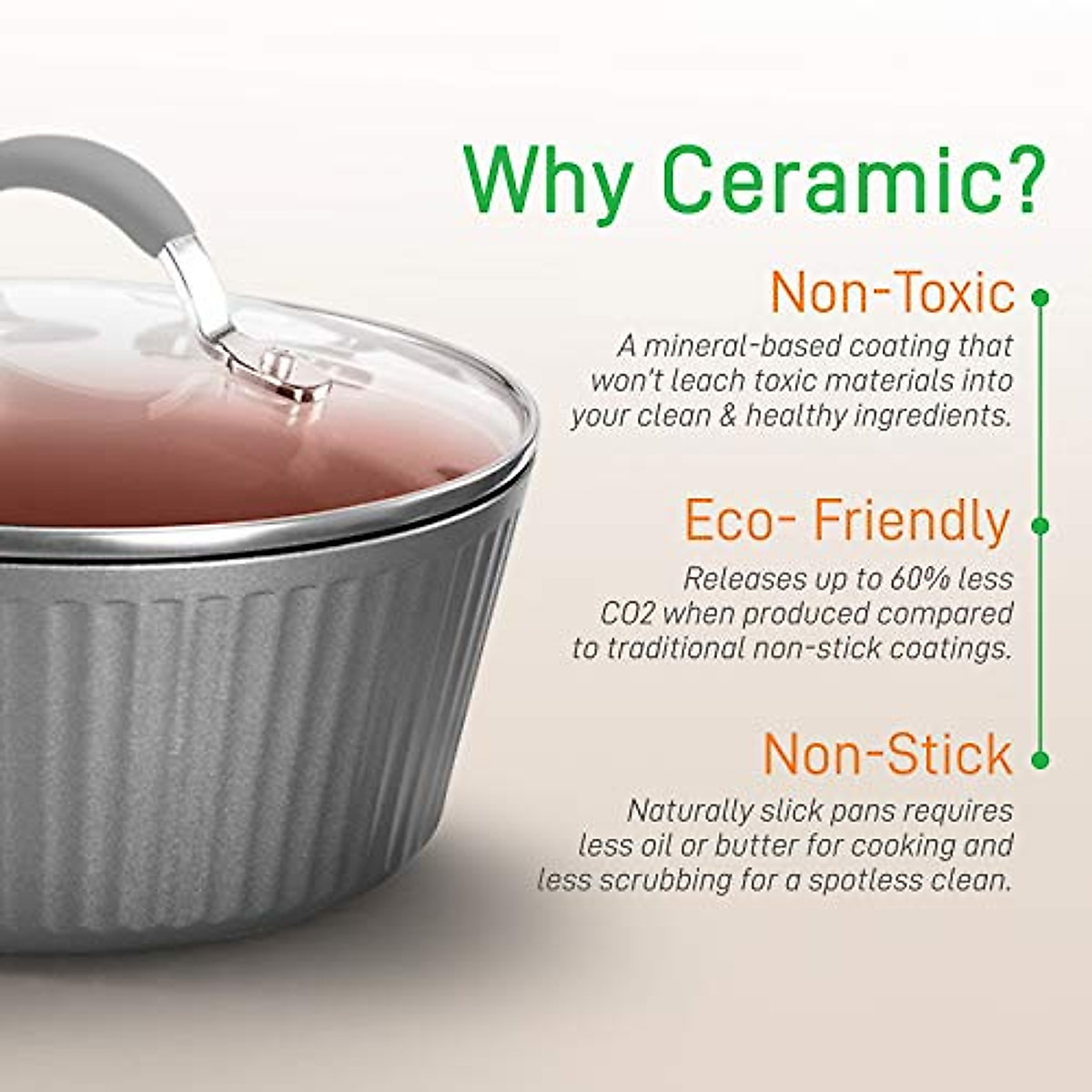 NutriChef Nonstick Cookware Excilon |Home Kitchen Ware Pots & Pan Set with Saucepan, Frying Pans, Cooking Pots, Lids, Utensil PTFE/PFOA/PFOS Free, 11 Pcs, Gray