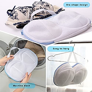 Bra Washing Bags for Laundry, Large Bra Laundry Bags for Washing Machine, Fits All Cups Anti Deformation Bra Washing Bag, Lingerie Bags for Washing Delicates (6 Pcs - Bule XXL)
