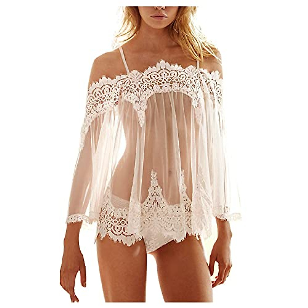 Sexy Lingerie for Women for Naughty Sex Lace Smock Chemise Negligees Exotic Mesh See-Through Nighties Teddy Mini Babydoll