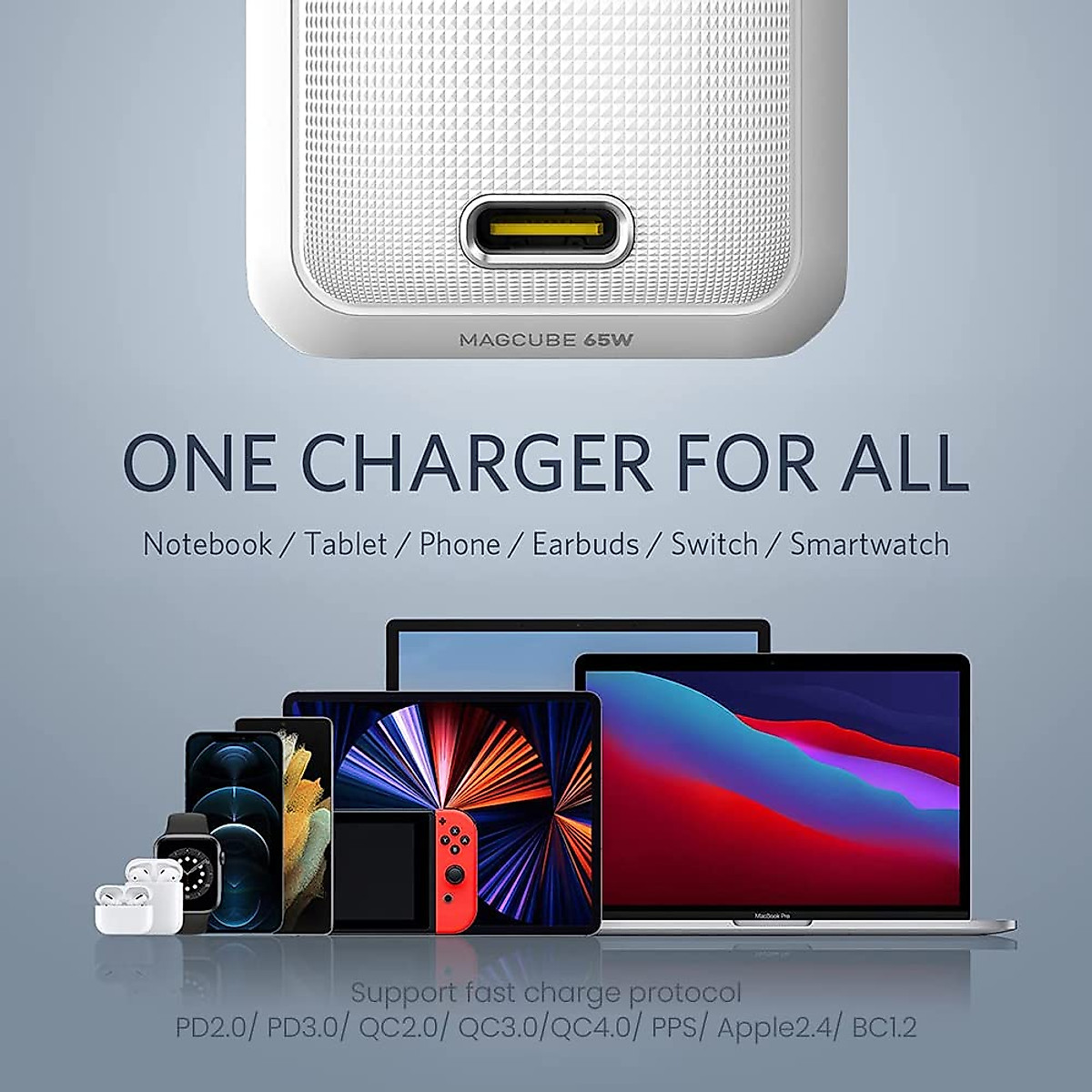 AOHI 65W USB C Charger Set, Magcube 65W PD Fast Charger with USB C to Lightning Cable for iPhone 13(3ft MFi-Certified), iPhone 13/13 Pro/12/Pro/Mini