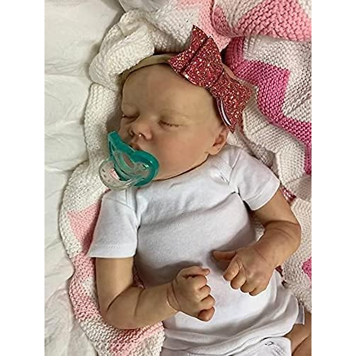 iCradle Reborn Baby Doll 18Inch Silicone Full Body Real Looking Girls Newborn Toddlers Waterproof with Sleeping Baby Eyes Closed Kids Playmate Toy for Age 3+