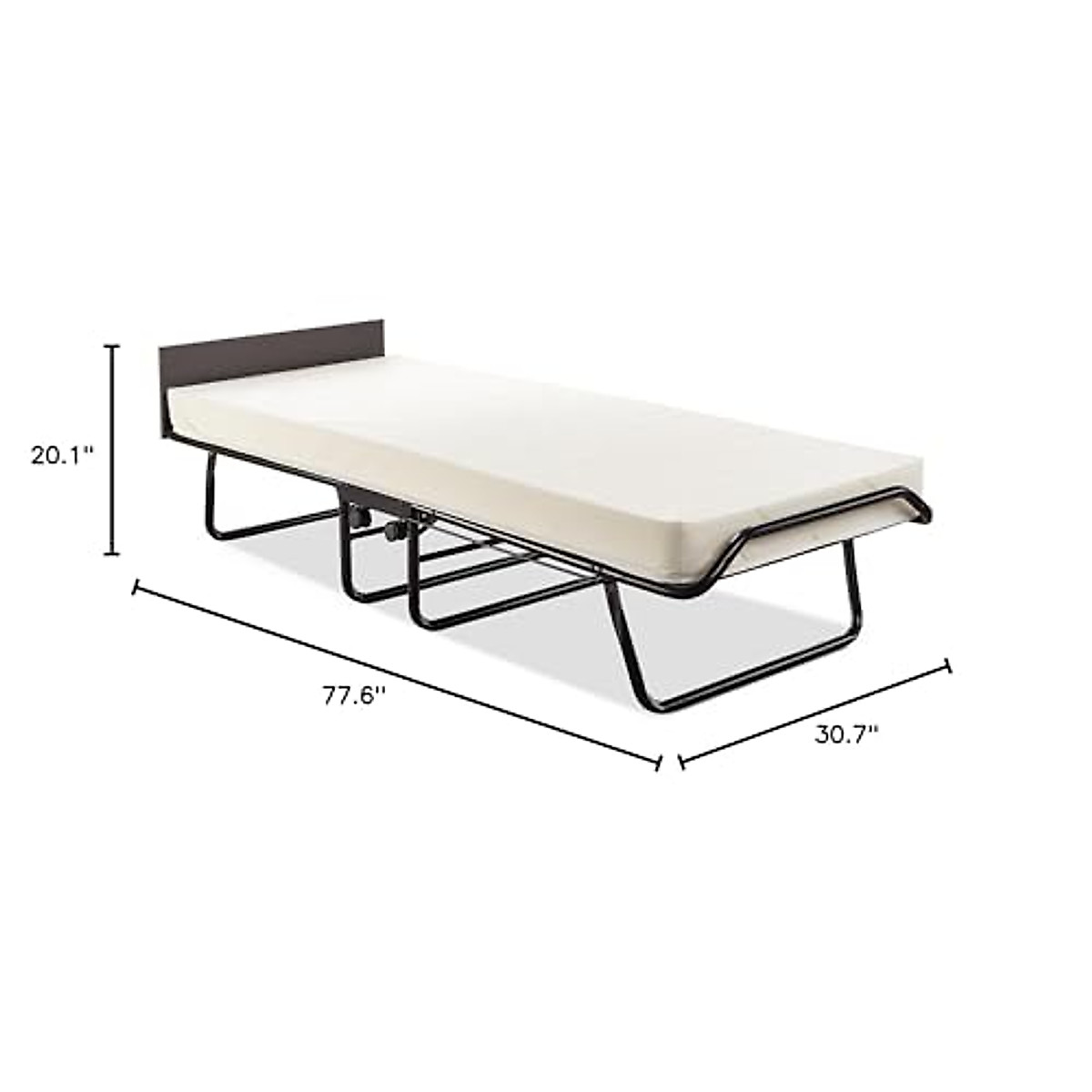 Jay-Be Visitor Contract Cot Folding Bed with Performance e-Fibre Mattress and Automatic Folding Legs, Compact, Regular Black