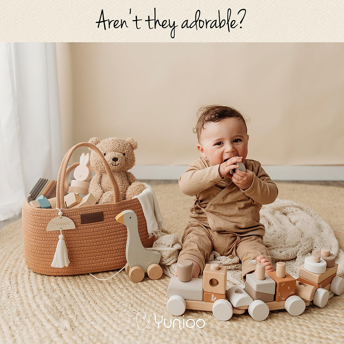 Yunioo Diaper Caddy Organizer│Changing Table Nursery Organizer│Diaper Storage for Car & Travel│Sturdy Tote Bag for Diapers and Wipes│Toys Bag│Baby Changing Basket│Brick