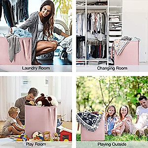 2 Pack Laundry Basket, NOBLE DUCK 65L Collapsible Foldable Laundry Hamper with Handles for Dirty Clothes, Toys Organizer, Pink Laudry Basket for Baby Girls