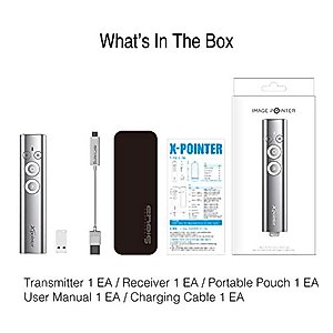 X POINTER Image Pointer with Air Mouse Control - SoftwareBased Multifunction Presentation Clicker Remote with GreenLaser, Wireless Rechargeable Pointer for Windows and Mac