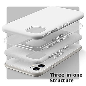 SURPHY Silicone Case Compatible with iPhone 11 Case 6.1 inch, Liquid Silicone Full Body Thickening Design Phone Case (with Microfiber Lining) for iPhone 11 6.1 2019 (White)