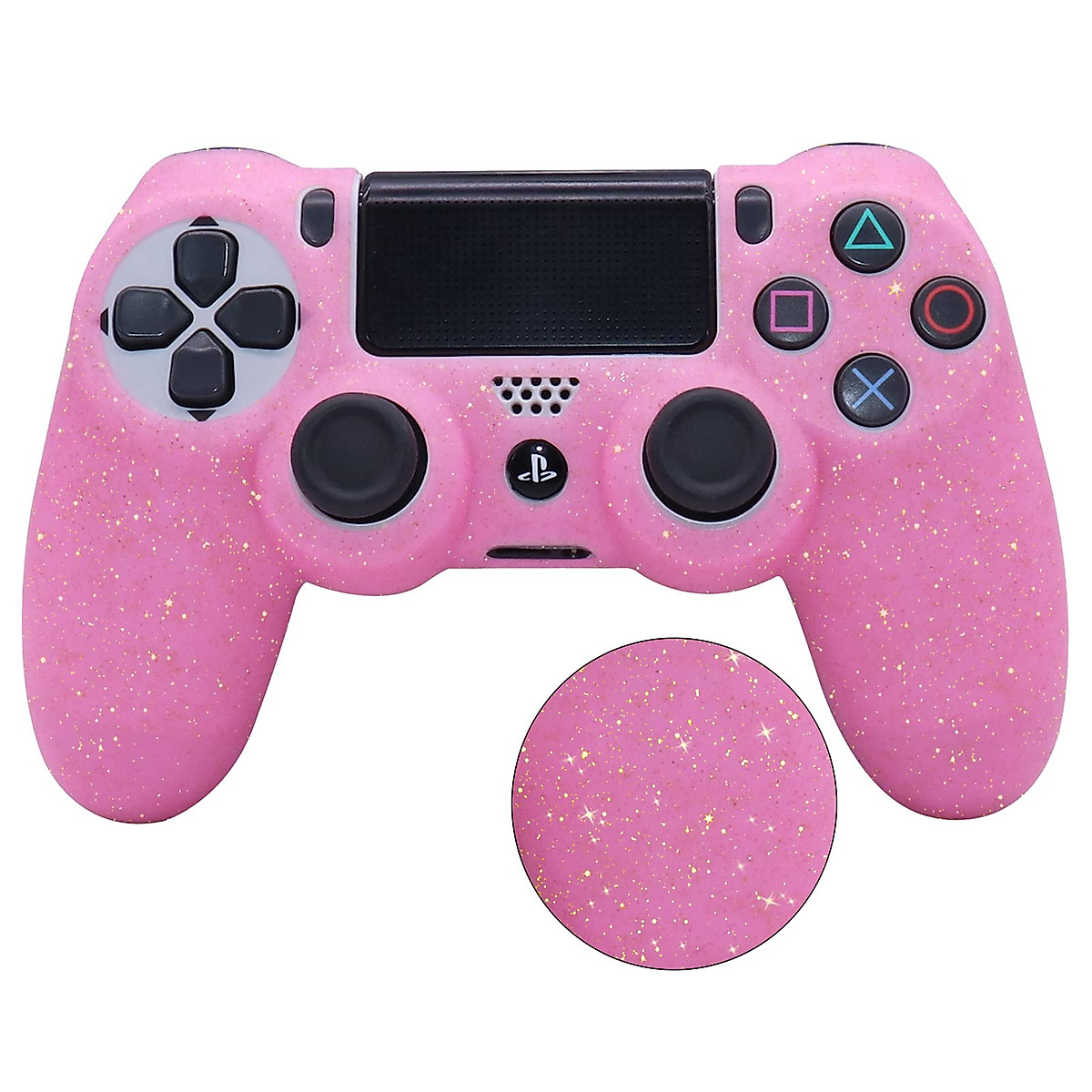 ROTOMOON Glitter Silicone Controller Skins for PS4 with 8 Thumb Grips, Sweat-Proof Anti-Slip Controller Cover Skin Protector Compatible with PlayStation 4 Slim/Pro Controller…