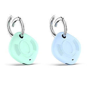 Compatible with Samsung Galaxy SmartTag/SmartTag+ Plus Case with Key Chain, Replacement Silicone Anti-Scratch Case Protective Skin Anti-Lost Soft Rubber Case Cover (Blue/Teal)