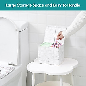 Wanapure Washable Tampon Holder for Bathroom,Tampon Holder for Bathroom Storage with Lid,Feminine Product Organizer with Divider, Tampon Storage for Women,Tampon Organizer for Bathroom,White
