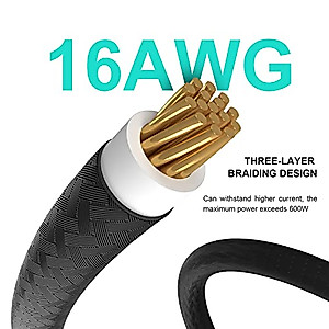 Sirlyr 16Pin Cable,PCIE GPU Cables,Sleeved 12vhpwr PSU Extension Cable,Mini 12+4 Pin Connector for RTX 3090Ti,4070Ti 4080,4090 Graphics Card Power Supply 16AWG Black