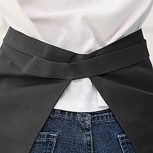 eywlwaar Waist Apron with 2 Pockets Unisex Half Short Apron for Waitress Server Waiter (Black-3Packs)