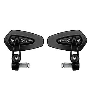 FENRIR CNC Aluminum Alloy Cafe Racer Black Motorcycle Bar End Mirrors Side Folding 22MM 7/8" inch Handlebar Mirror Universal Rear View For M6/M8 Standard Super Sport Naked Street Bike Scooter Minimoto