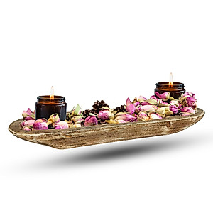 Monocur 20-Inch Wooden Dough Bowl: Rustic Wood Bowl for Home Decor & Kitchen Necessities, Decorative Tray, Bread Bowl, Potpourri & Candle Bowl, Driftwood Centerpiece