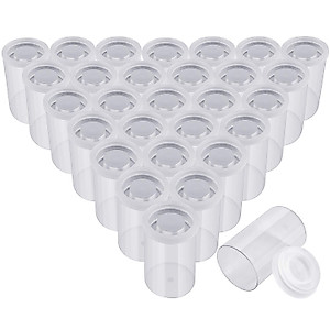 JOVITEC 30 Pieces Plastic Film Canister Holder, 35 mm Empty Camera Reel Containers, Storage Containers Case with Lids for Storing Small Accessories, Film, Keys, Coins, Art Beads (Transparent)