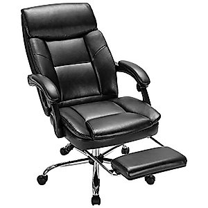 Office Chair, Ergonomic High Back Computer Chair with Reversible Footrest Height Adjustable Desk Chair, Black