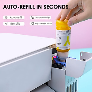 HTVRONT Sublimation Ink Refill for ET2720 ET15000 ET2750 WF7710 WF7720 WF2750 Inkjet Sublimation Printers Press Transfer on Mugs, Pillows, Plates, T-Shirts etc（427ml/4 Colors/Autofill/ICC-Free）…